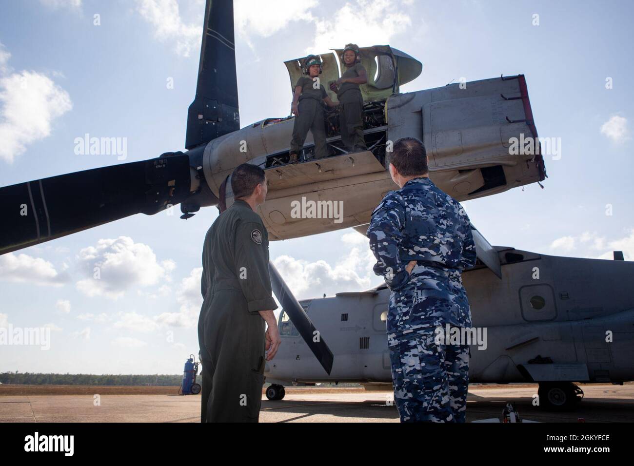 U.S. Marine Corps Lt. Col. Joe Whitefield JR, left, commanding officer ...