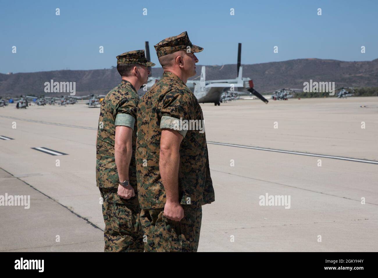 U.S. Marine Corps Lt. Col. Ryan A. Ferrell (right), incoming commanding ...