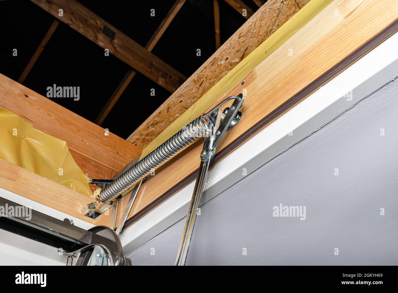 A spring tensioning mechanism that helps in opening a metal ladder to ...