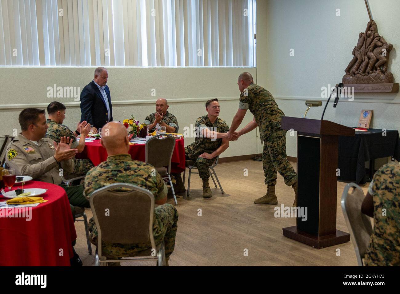 U.S. Marine Corps Sgt. Maj Don Ketchum, sergeant major, shakes hands ...