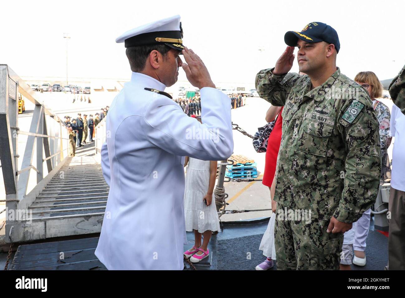 NAVAL STATION ROTA, Spain (July 29, 2021) Cmdr. John D. John salutes ...
