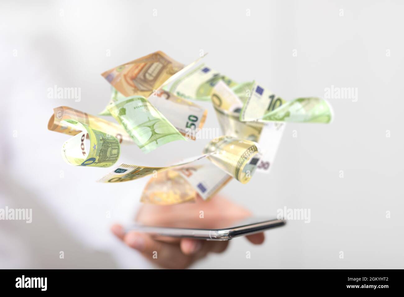 3D rendering of banking euro banknote in hand Stock Photo - Alamy