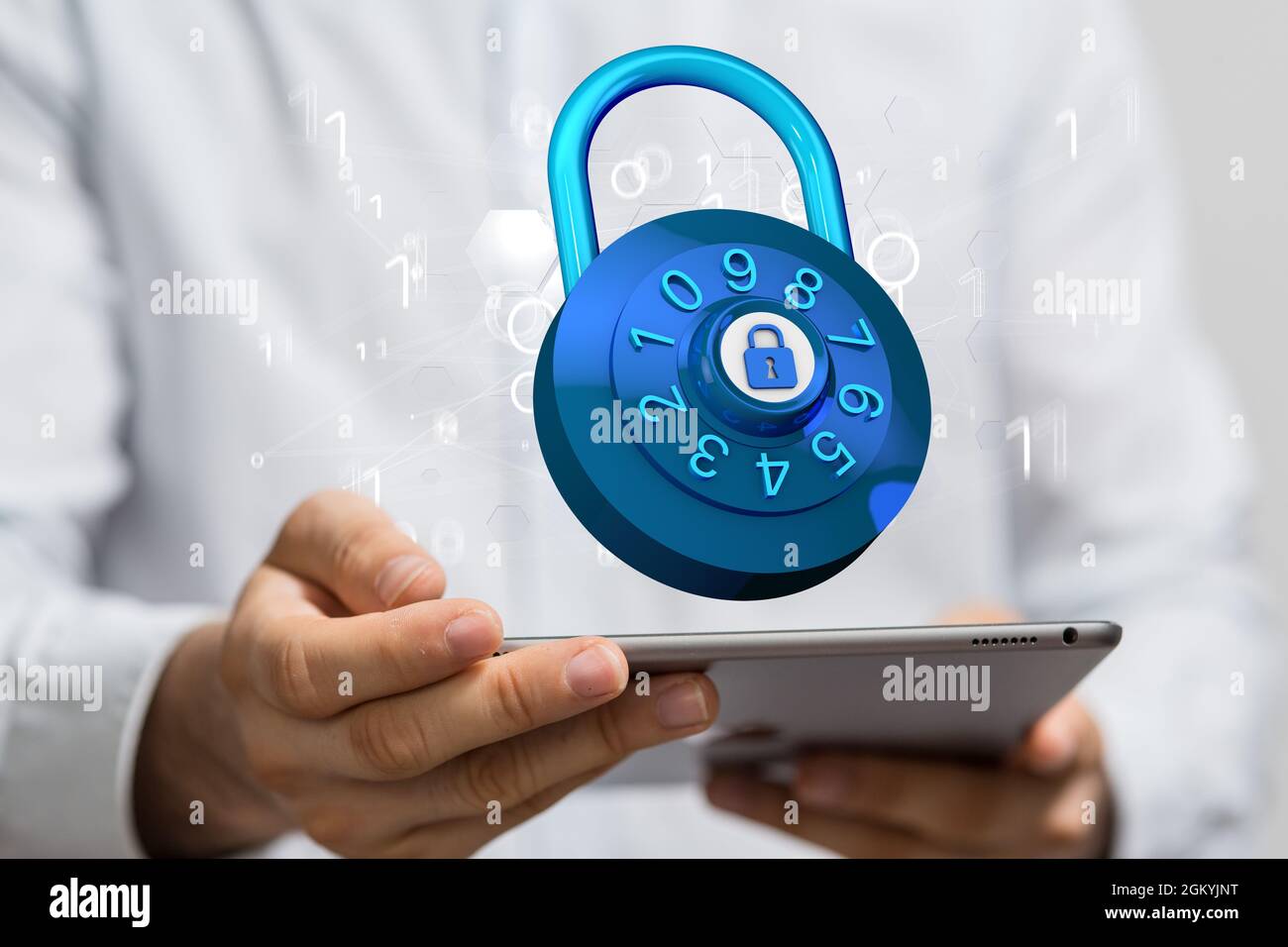 3D rendering of cybersecurity and information or network protection ...