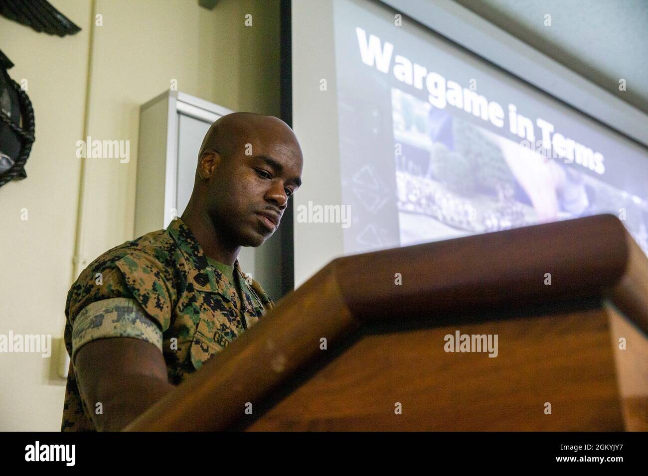 U.S. Marine Corps Gunnery Sgt. Sven George, the Advanced Course faculty ...