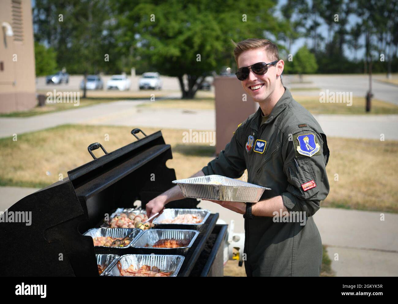 2nd Lt. James Kellen, 348th Reconnaissance Squadron RQ-4 Pilot, grills ...