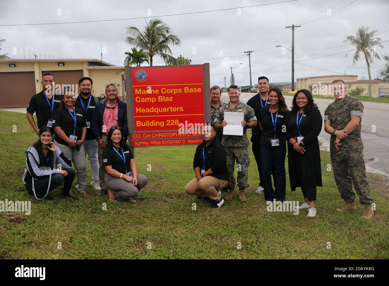 Marine Corps Base (MCB) Camp Blaz leaders pose for a photo with the ...