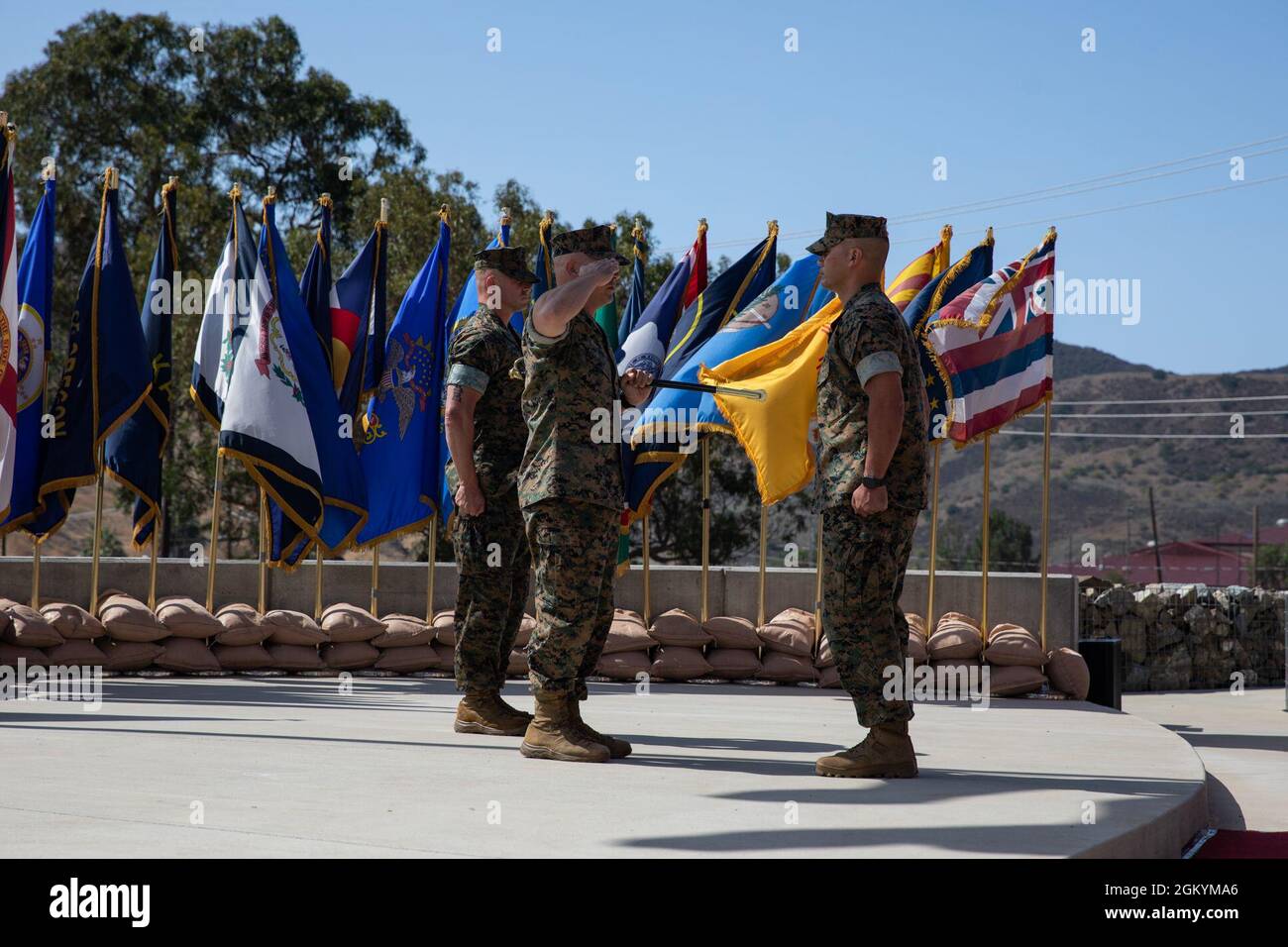 U.S. Marine Corps Sgt. Maj. Curtis Rice (left), the off-going sergeant ...