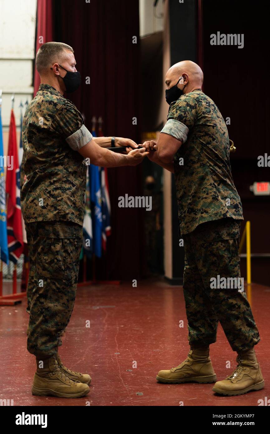 U.S. Marine Corps Sgt. Maj. Rodney E. Nevinger, on-coming sergeant ...