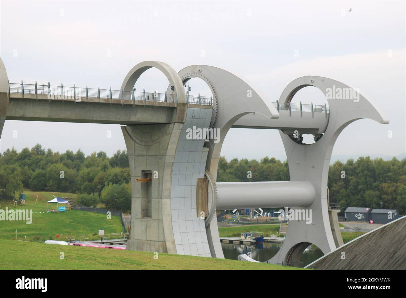 The Falkirk Wheel, a rotating boat lift in Tamfourhill, Falkirk, in ...