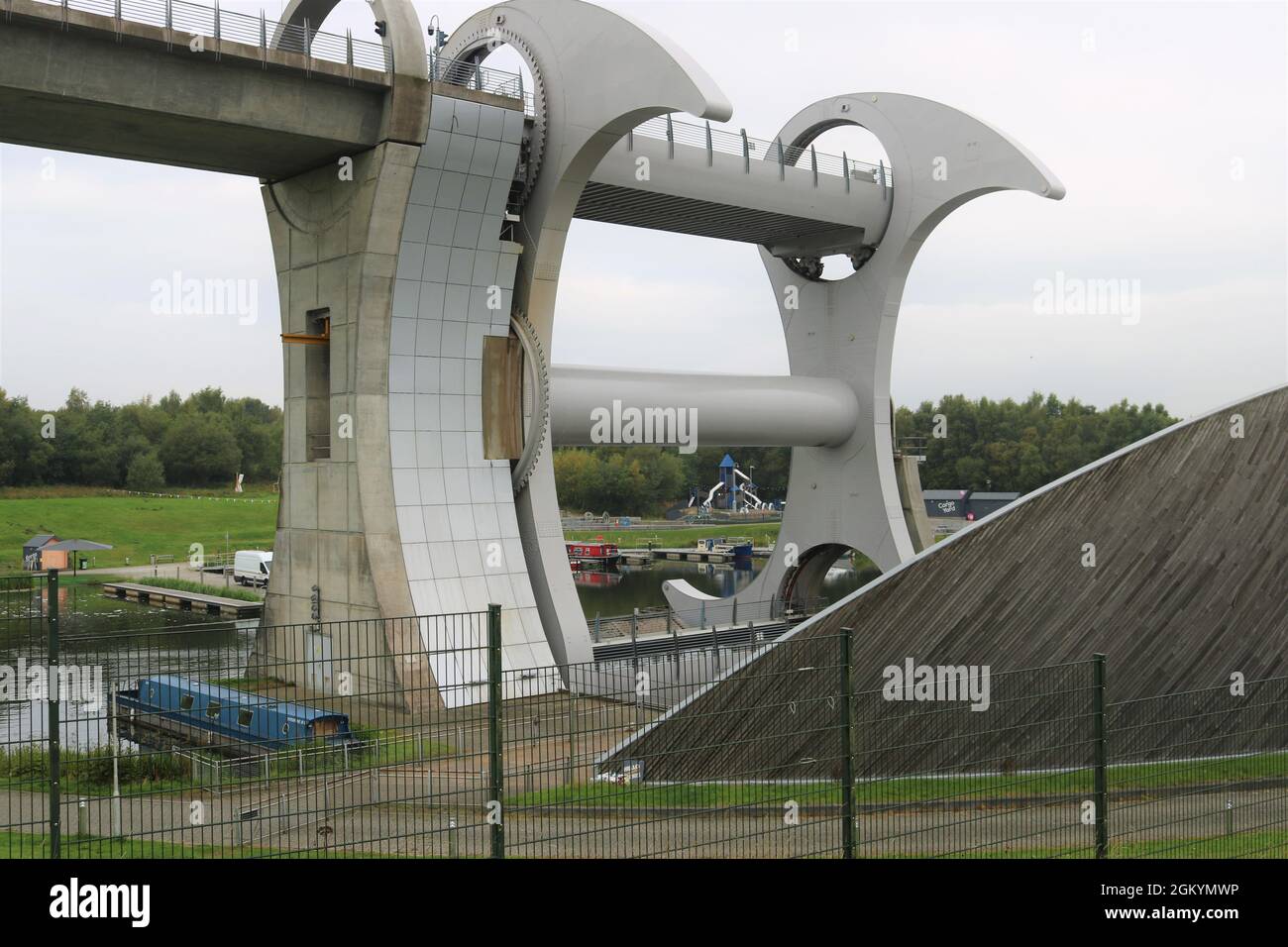 The Falkirk Wheel, a rotating boat lift in Tamfourhill, Falkirk, in ...