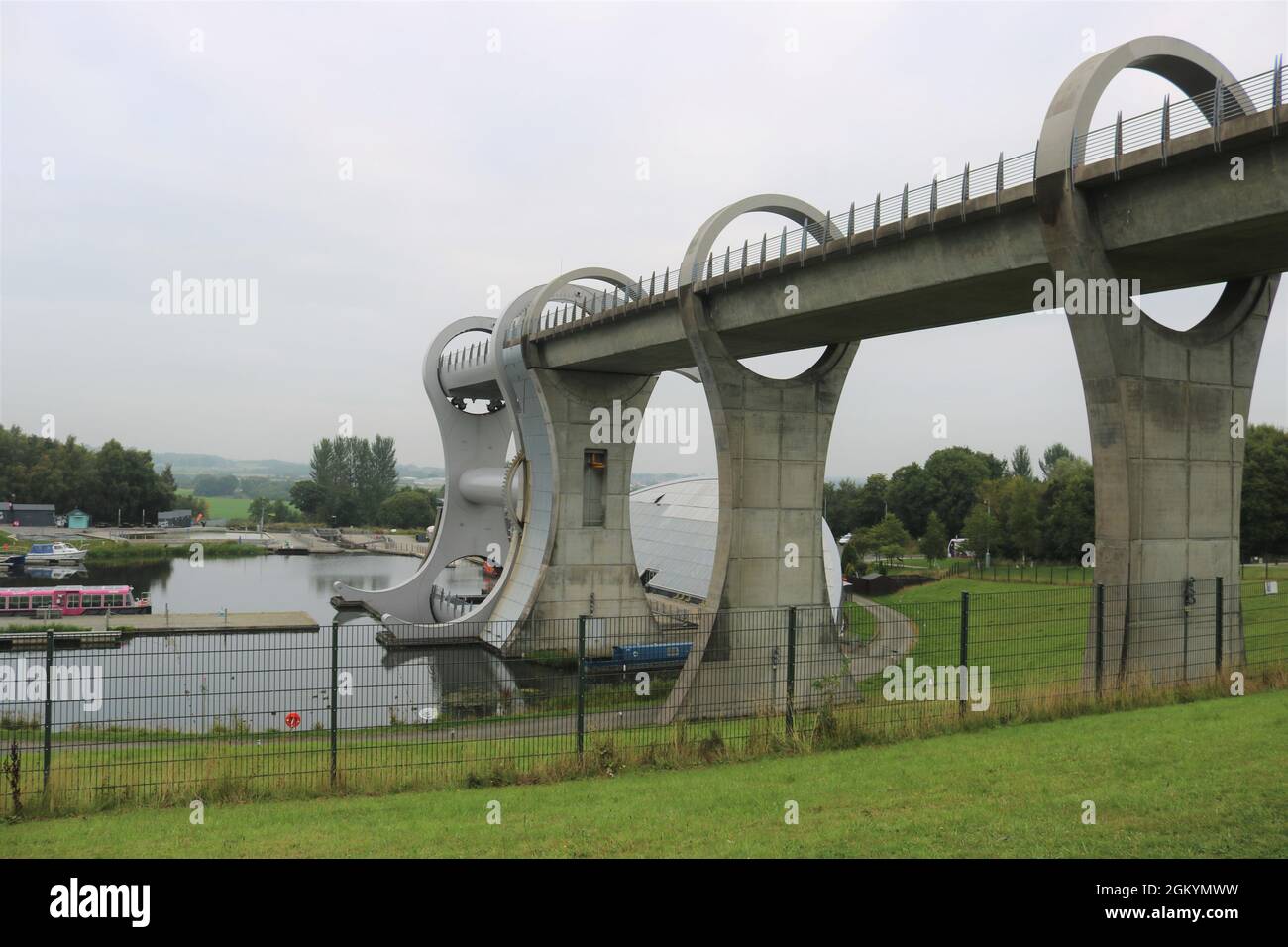 The Falkirk Wheel, a rotating boat lift in Tamfourhill, Falkirk, in ...