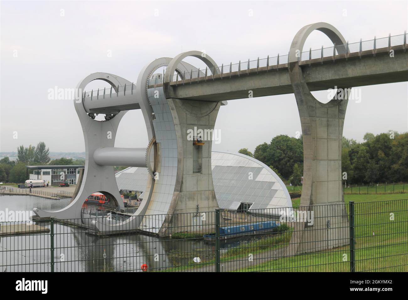 The Falkirk Wheel, a rotating boat lift in Tamfourhill, Falkirk, in ...
