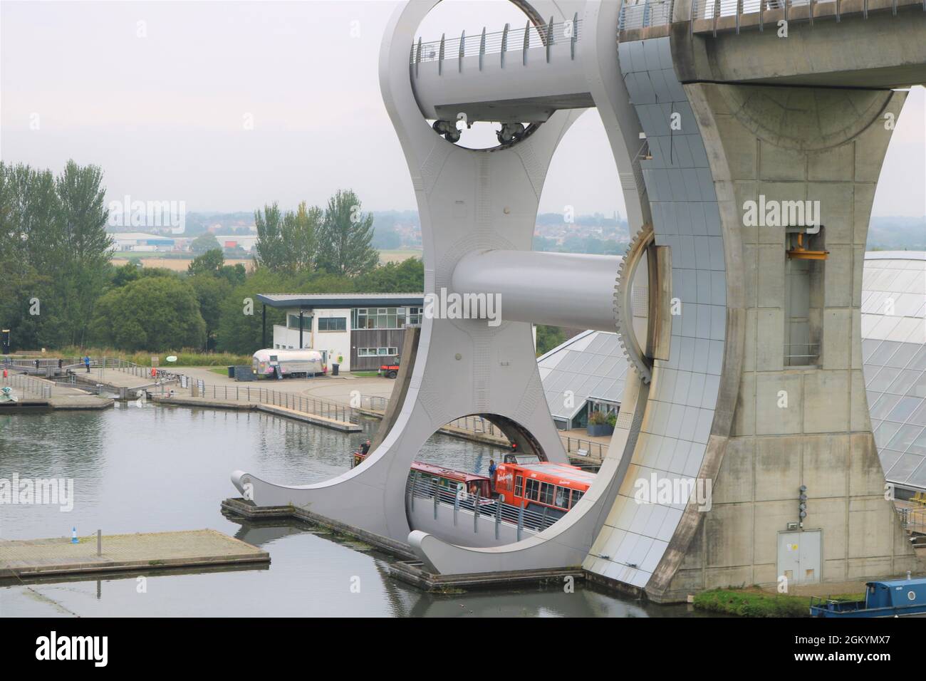 The Falkirk Wheel, a rotating boat lift in Tamfourhill, Falkirk, in ...
