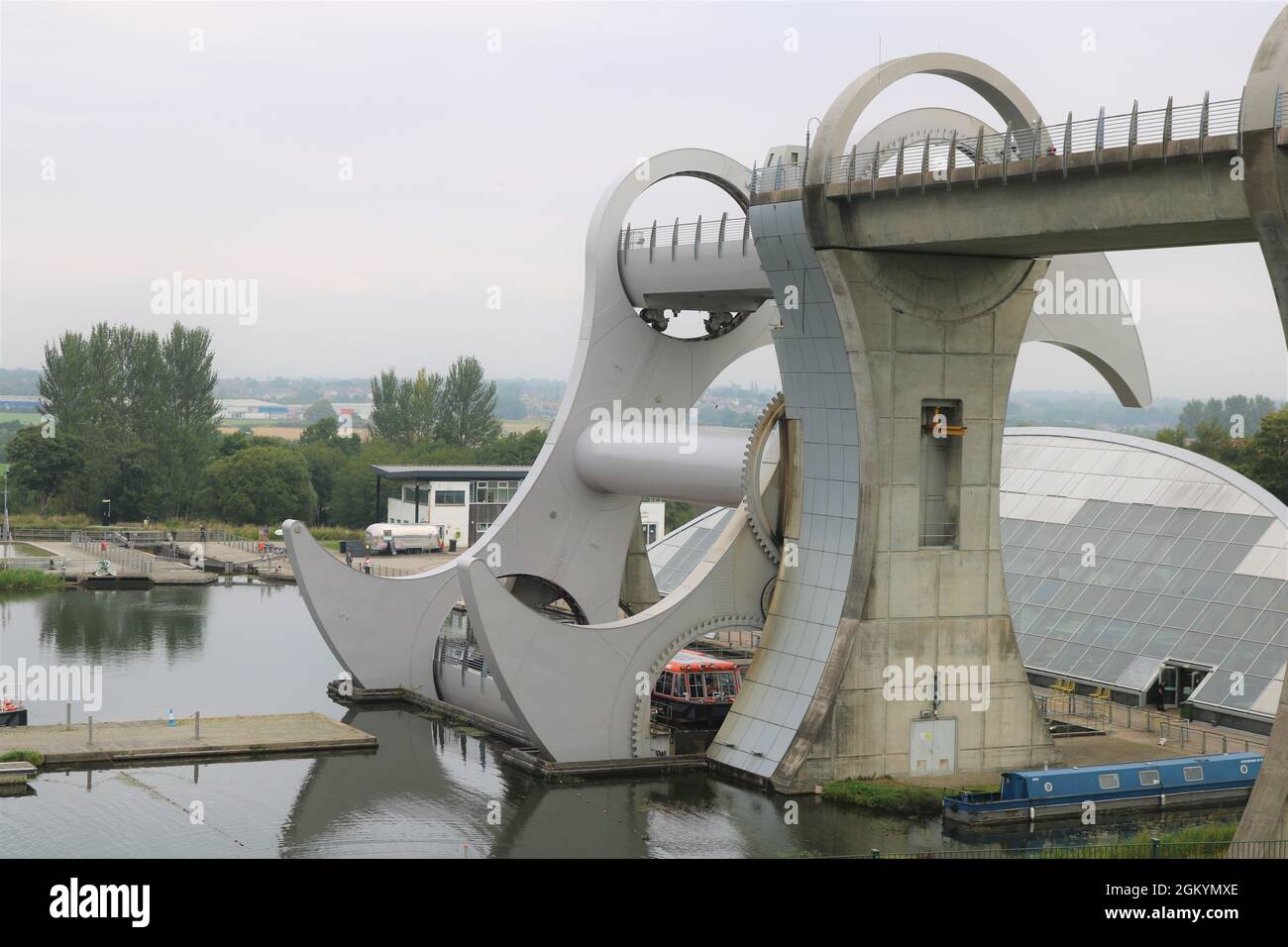 The Falkirk Wheel, a rotating boat lift in Tamfourhill, Falkirk, in ...