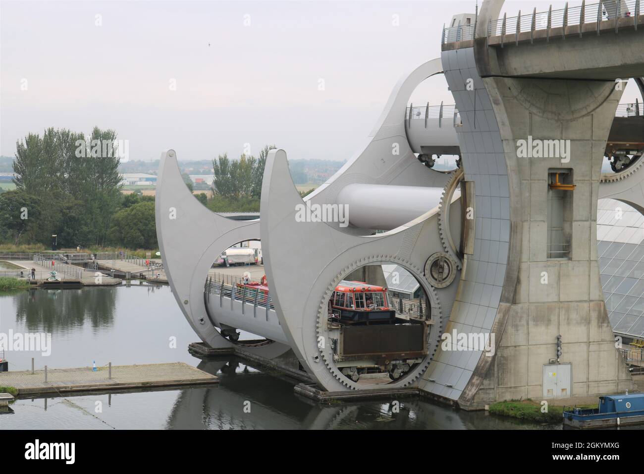 The Falkirk Wheel, a rotating boat lift in Tamfourhill, Falkirk, in ...