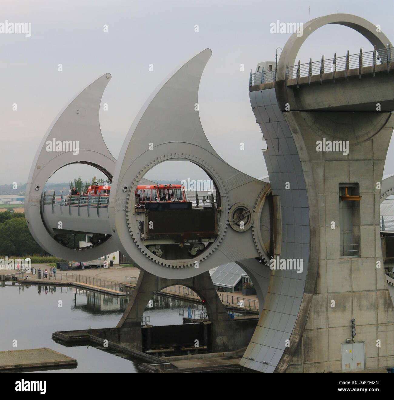The Falkirk Wheel, a rotating boat lift in Tamfourhill, Falkirk, in ...