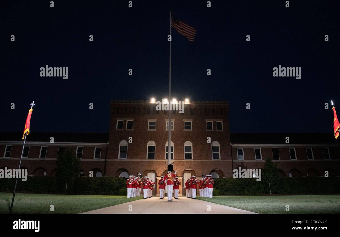 U.S. Marines perform drill at Marine Barracks 8th and I, in Washington ...