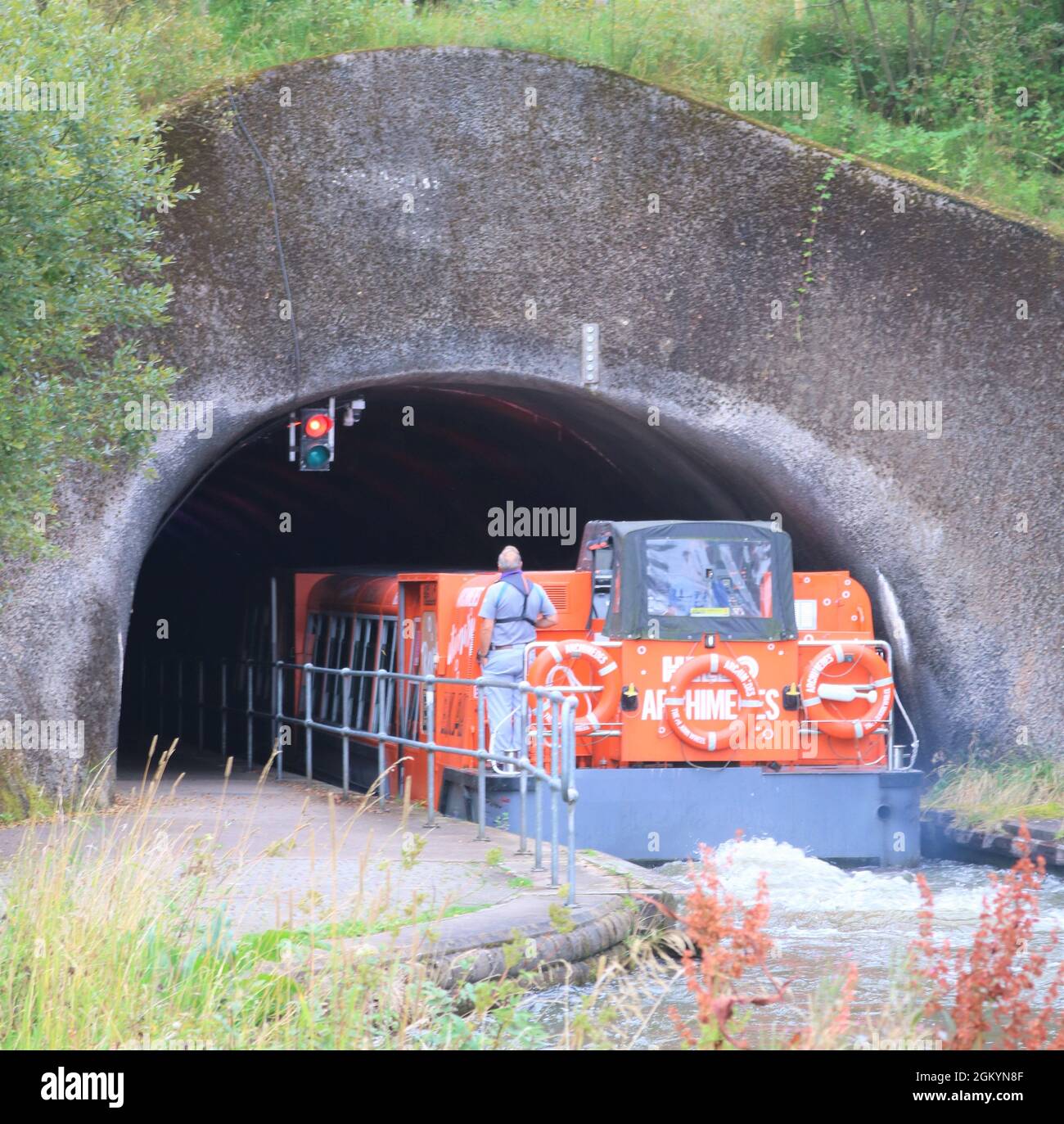 The Falkirk Wheel, a rotating boat lift in Tamfourhill, Falkirk, in ...