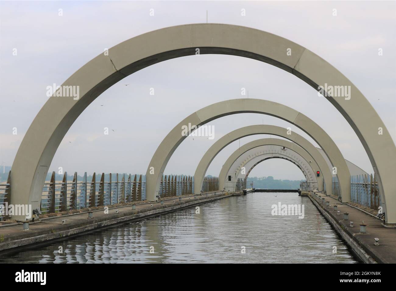 The Falkirk Wheel, a rotating boat lift in Tamfourhill, Falkirk, in ...