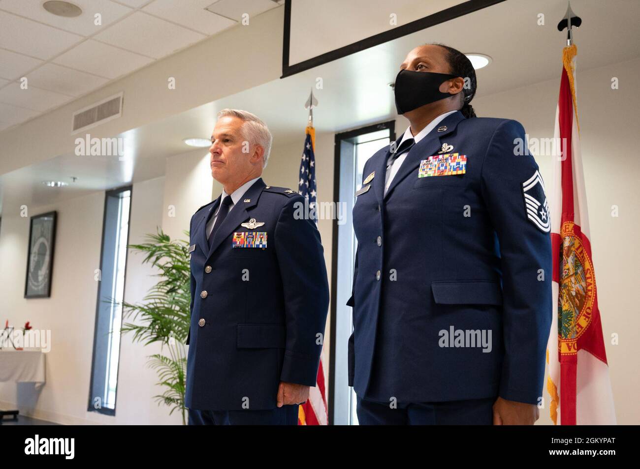 U.S. Air Force Chief Master Sgt. Danielle Jones is promoted during a ...