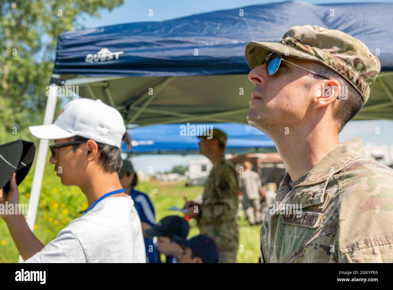 An Air Force Special Operations Command MQ-9 Reaper sensor operator ...