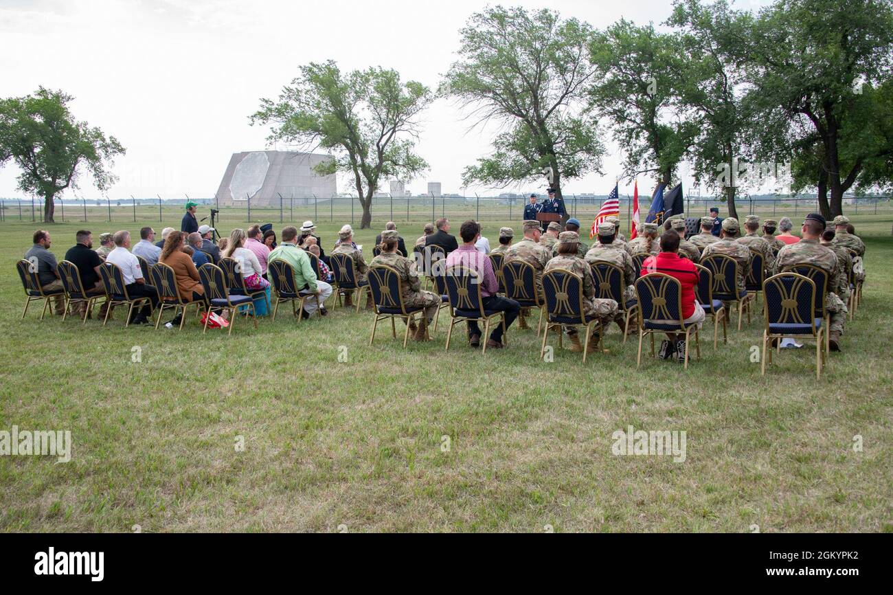 The crowd is addressed by Lt. Col. Travis Kennebeck, 10th Space Warning ...