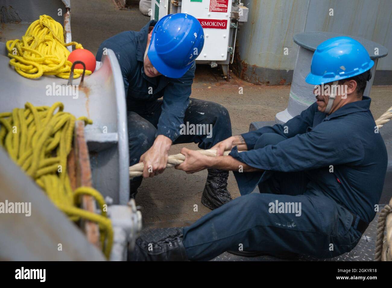 210730-N-JB637-3040 NORFOLK (July 30, 2021) Seaman Troy Alim, right ...
