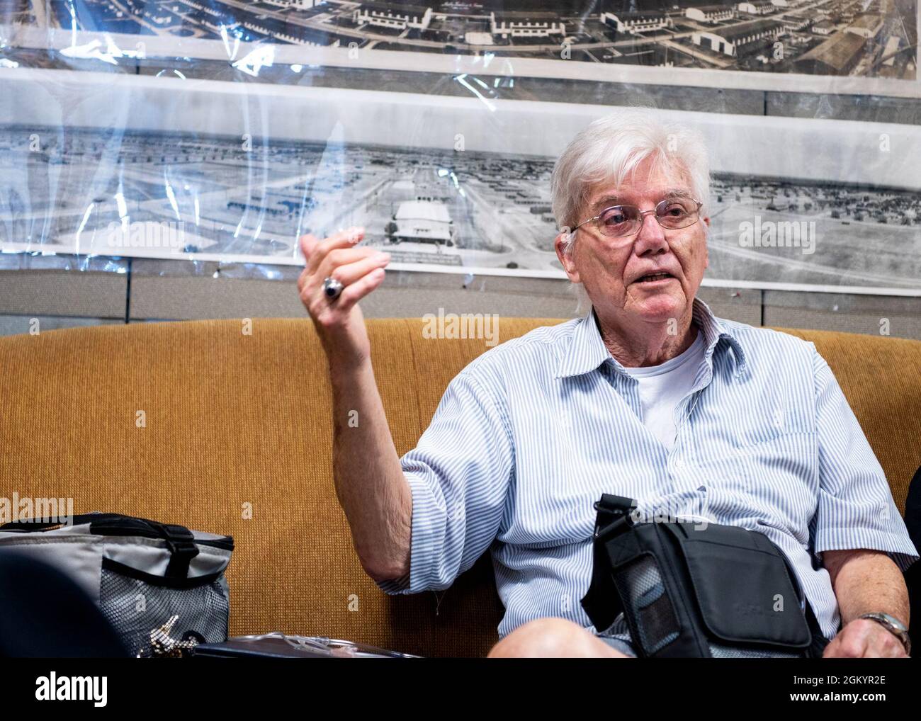 Thomas Coons, senior master sergeant, retired, meets with MTIs with the ...