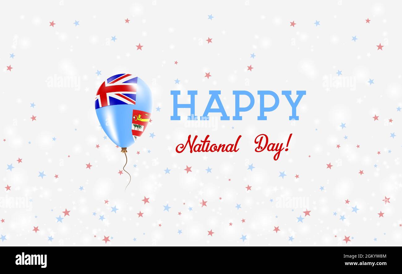 Fiji National Day patriotic poster. Flying Rubber Balloon in Colors of ...