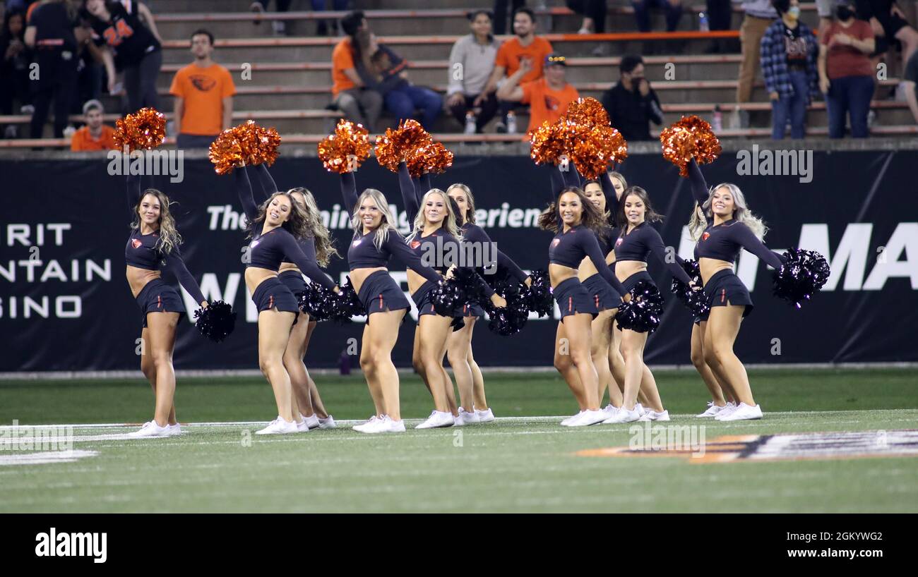 September 11, 2021 - The Beaver cheerleaders perform during a game ...