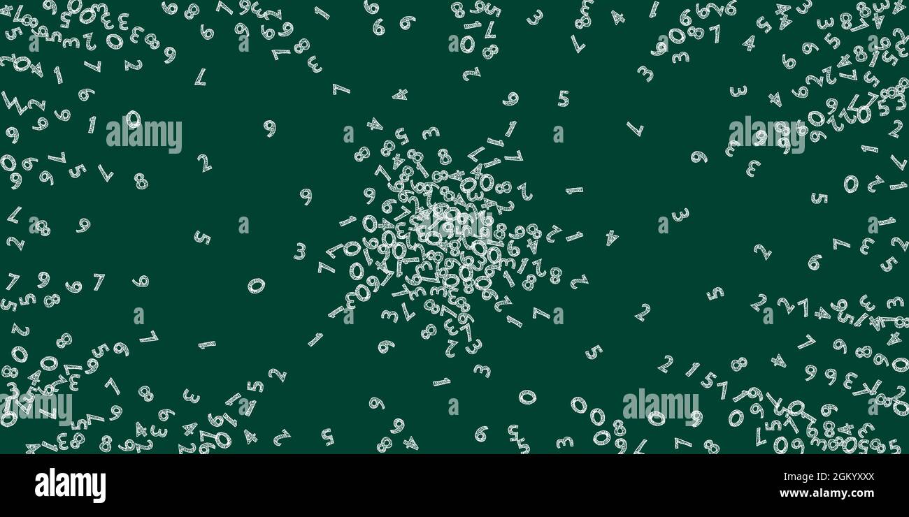 Falling handdrawn chalk numbers. Math study concept with flying digits ...