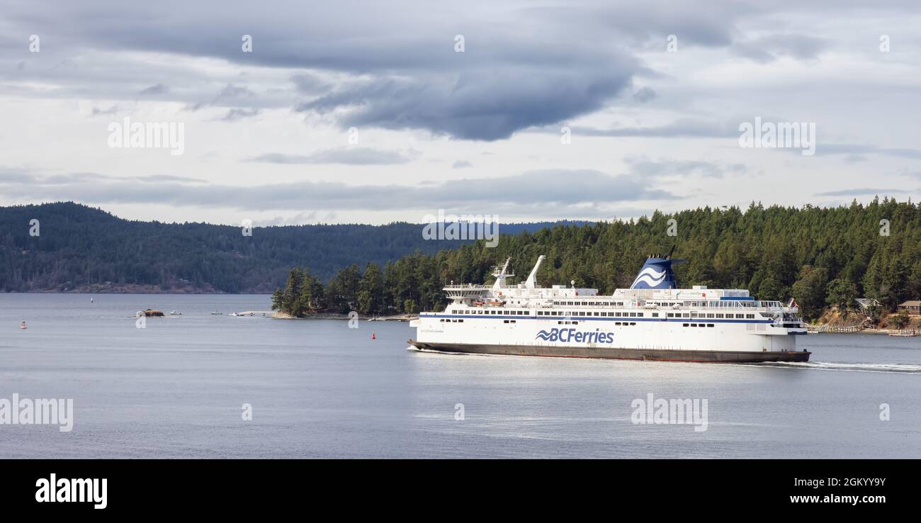 BC Ferries Boat Leaving the Terminal in Swartz Bay Stock Photo - Alamy