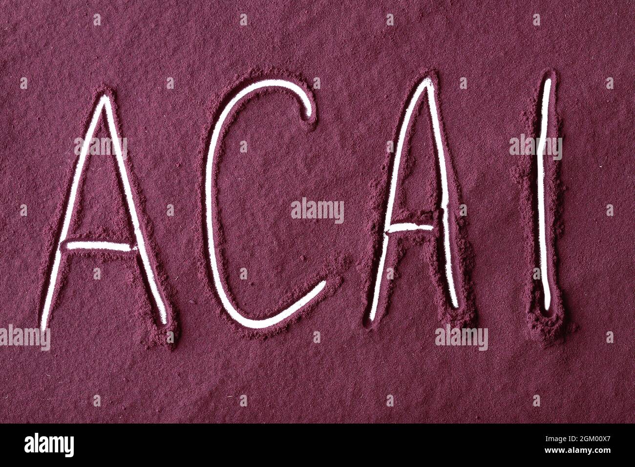 Word ACAI written on powder Stock Photo - Alamy