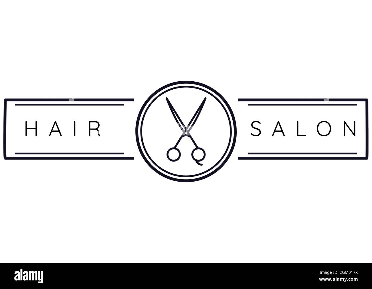 Digitally generated image of hair salon text banner with scissors icon ...