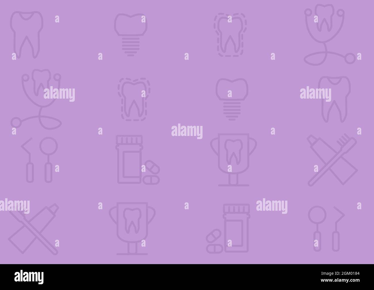 Digitally generated image of dental concept icons against purple ...