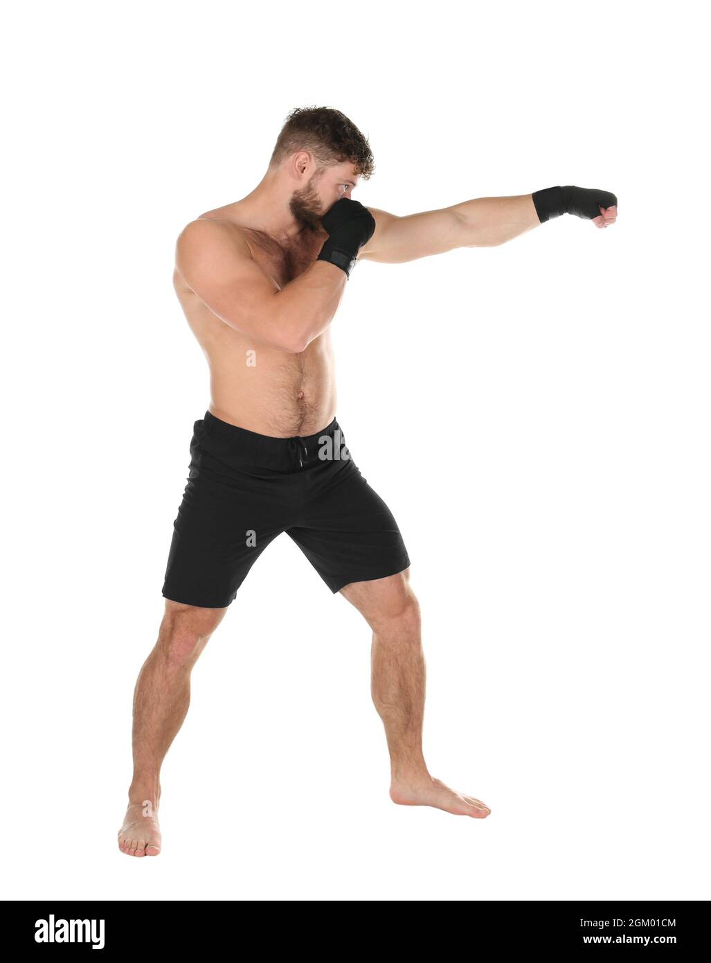 Male boxer on white background Stock Photo - Alamy