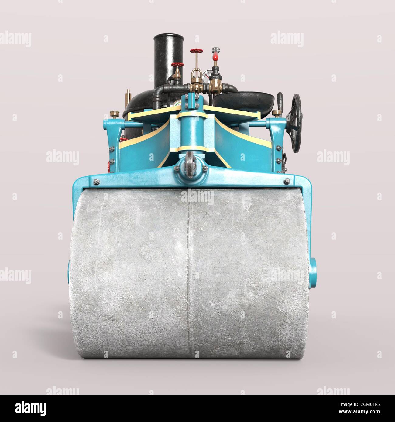3D-illustration of a victorian steampunk steamroller. isolated ...