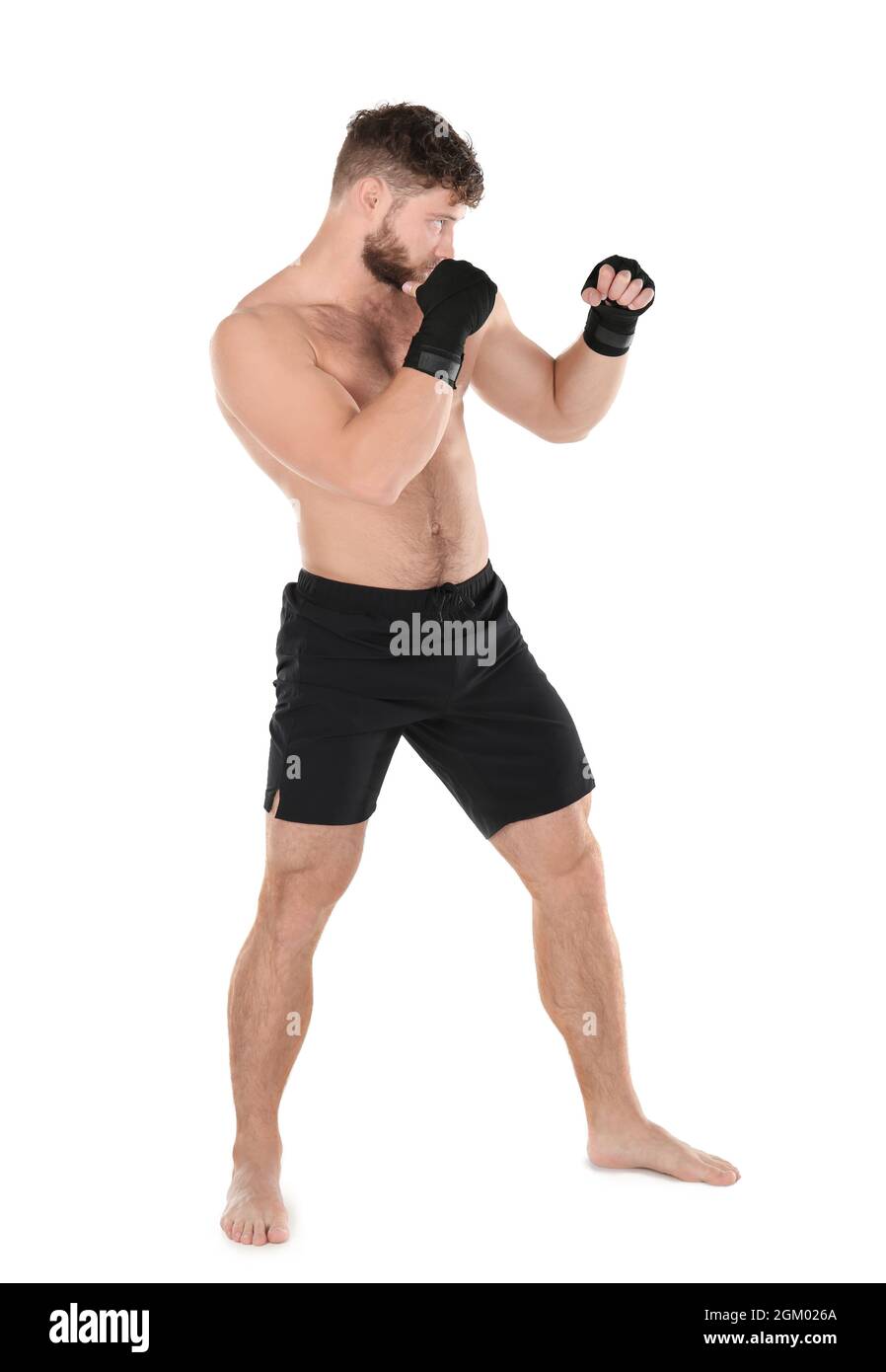 Male boxer on white background Stock Photo - Alamy