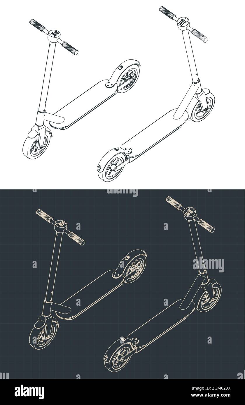 Stylized vector illustration of isometric blueprints of electric ...