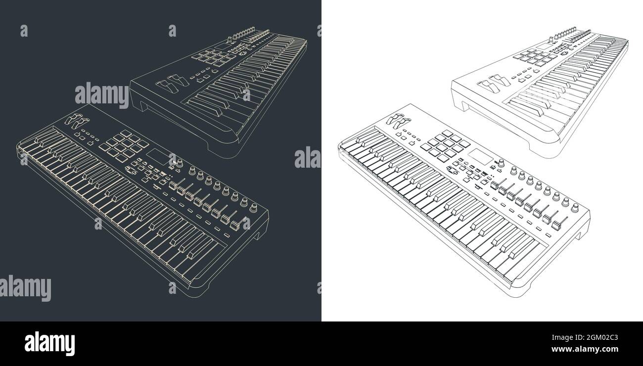 Stylized vector illustration of MIDI controller keyboard Stock Vector ...