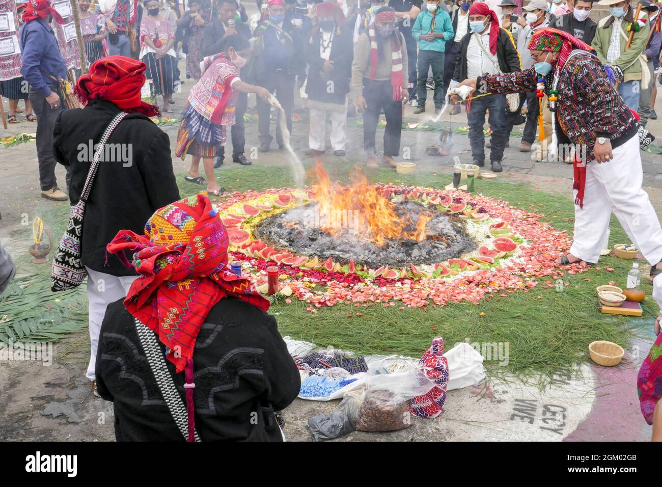 GUATEMALA CITY, GUATEMALA - SEPTEMBER 15, 2021: Hundreds of indigenous ...
