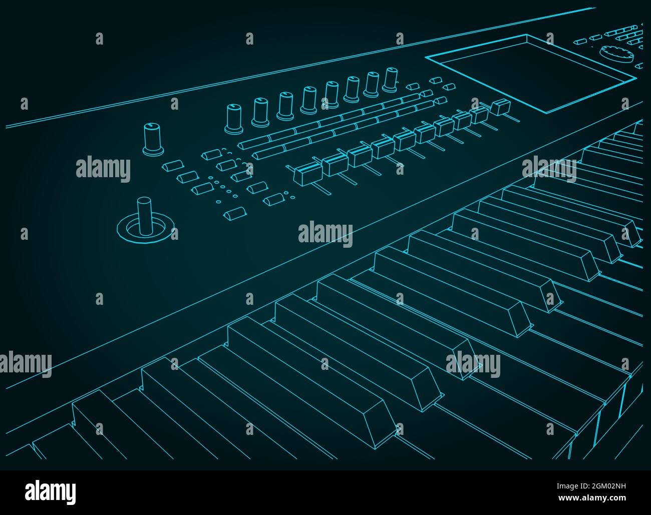 Stylized vector illustration of synthesizer keyboard close-up Stock ...