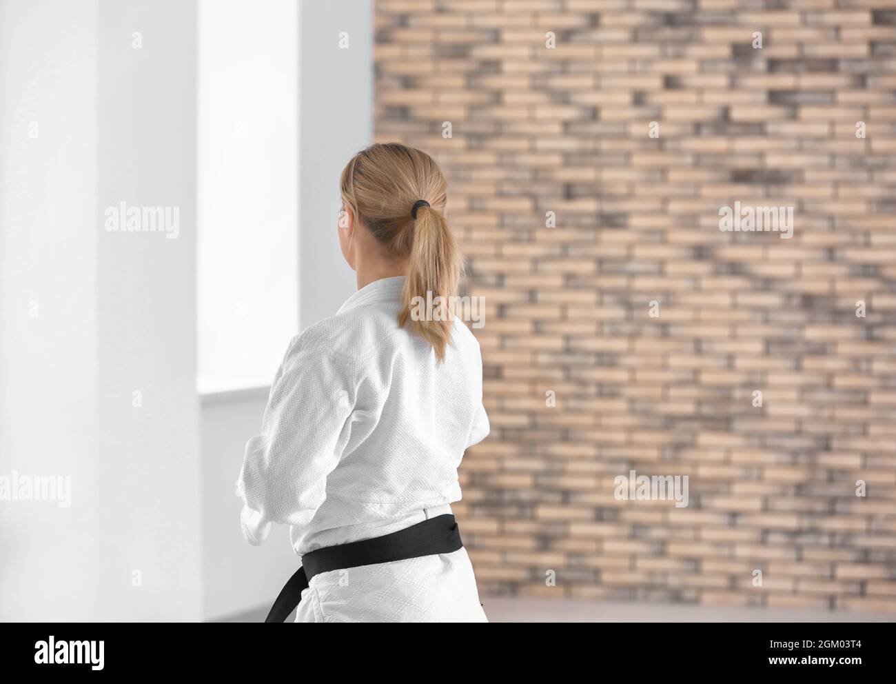Female karate instructor training in dojo Stock Photo - Alamy