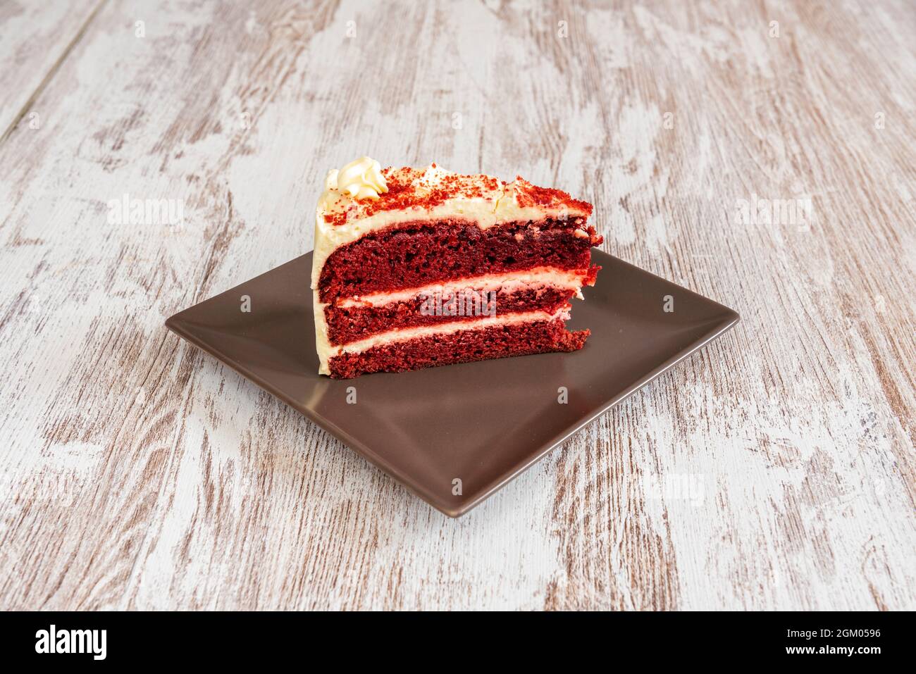 Large red velvet cake with three layers of red sponge cake and three ...