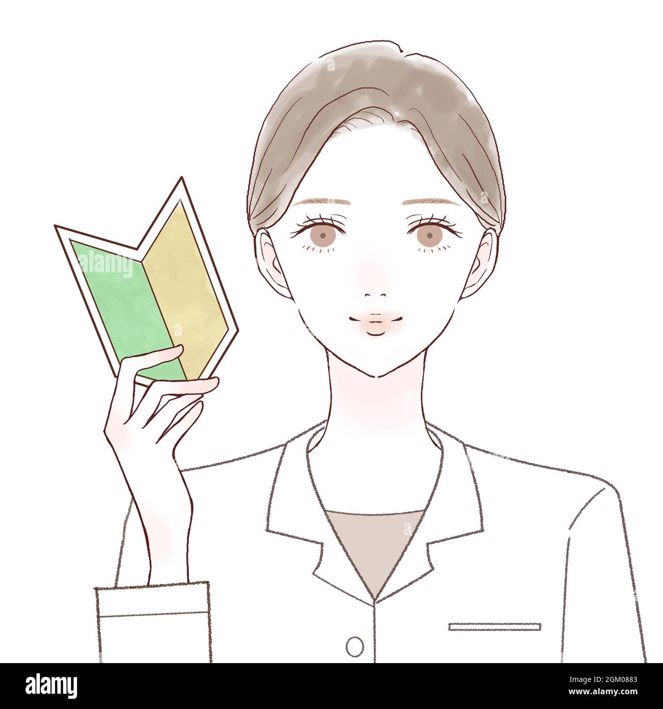 Female doctor with beginner mark. On a white background Stock Photo - Alamy
