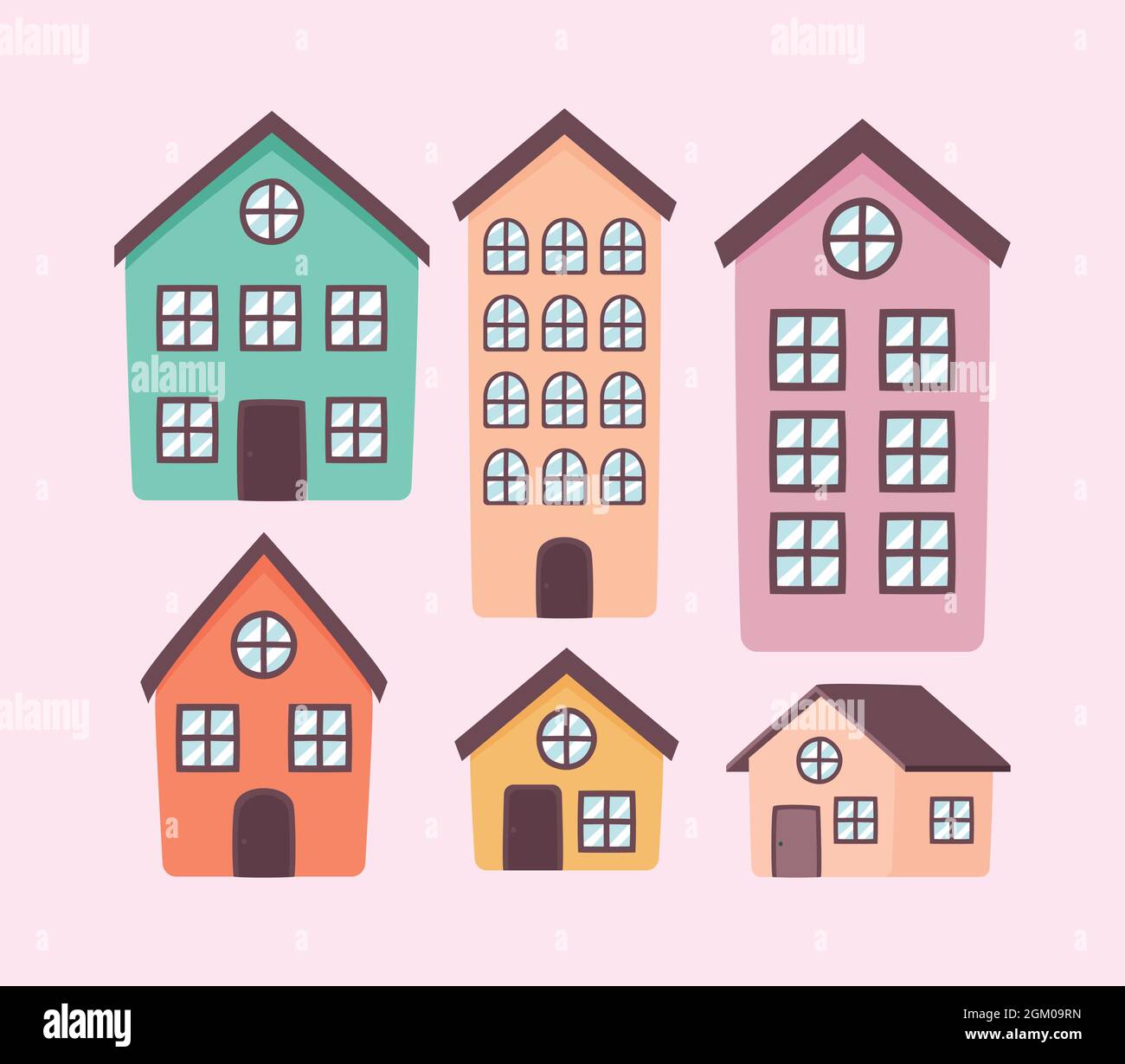 House with six windows Stock Vector Images - Alamy