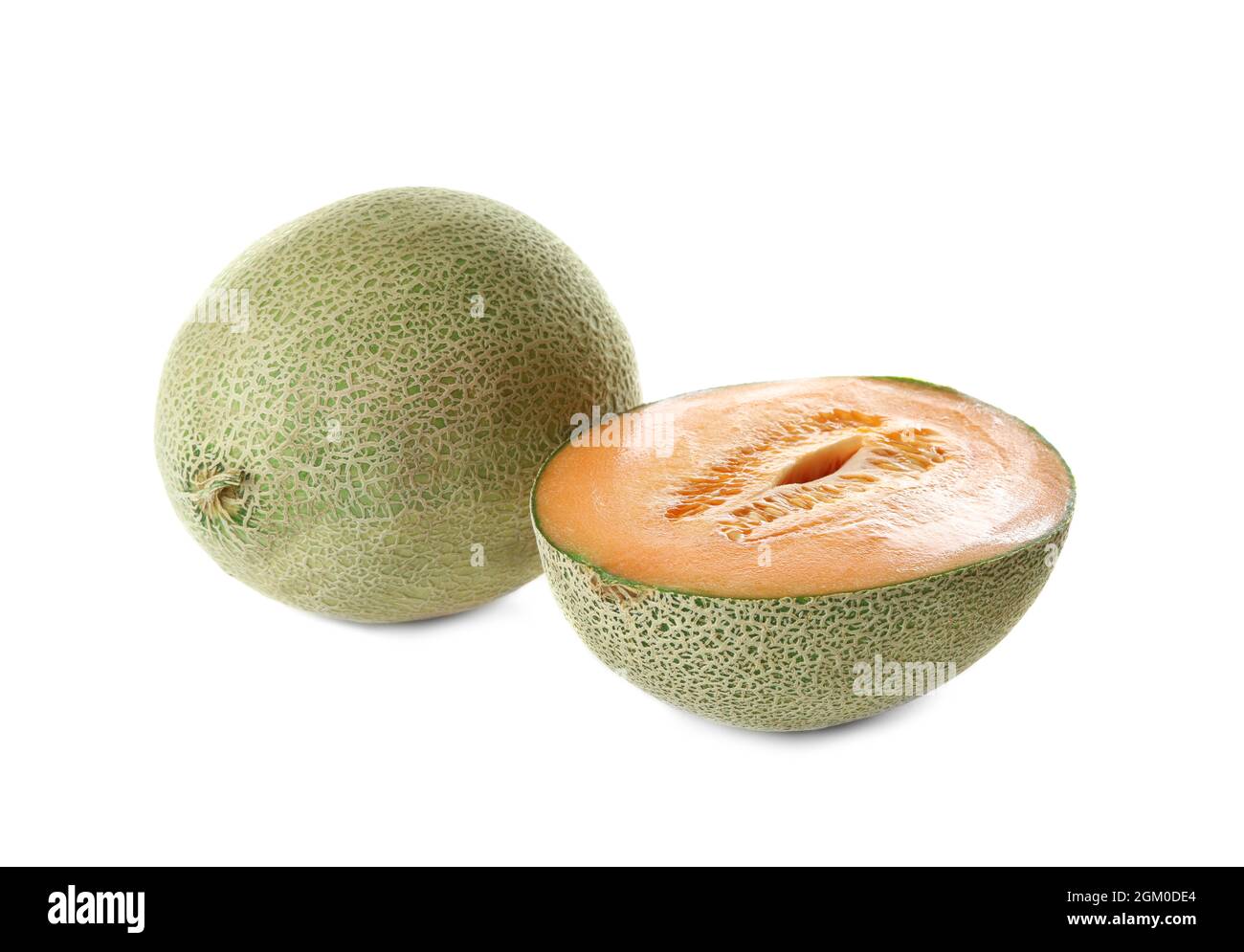 Ripe melons on white background Stock Photo - Alamy