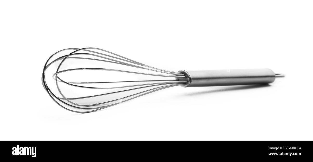 Metal whisk on white background Stock Photo - Alamy