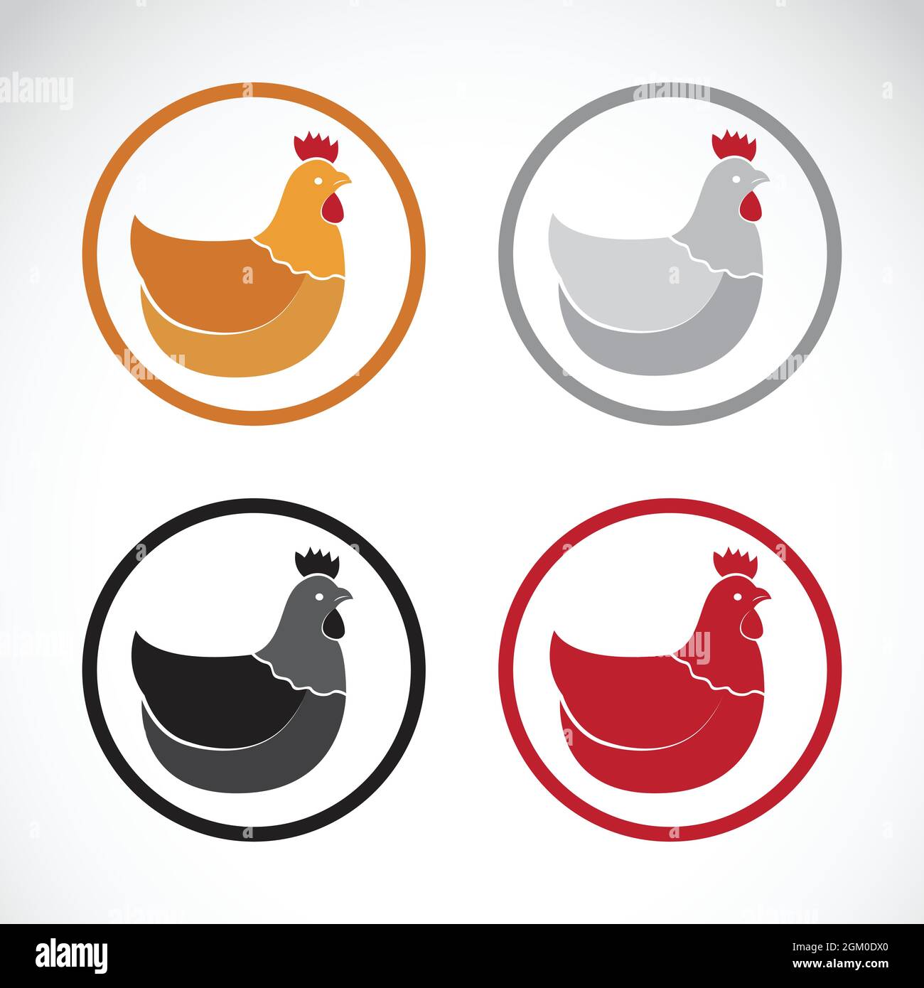 Vector group of hen design on white background. Easy editable layered ...