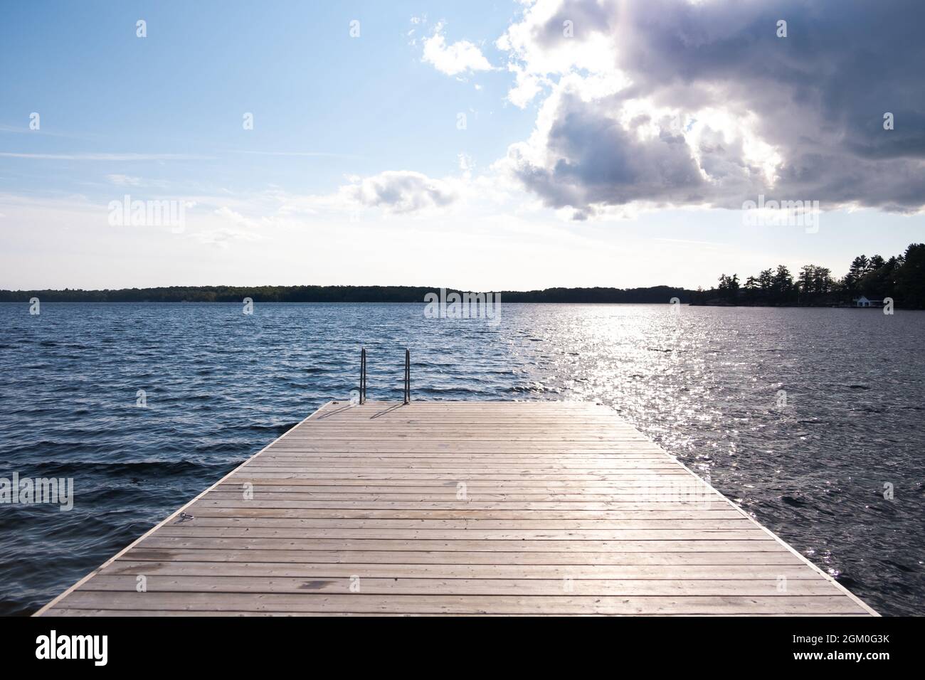 Empty deck by the lake, Muskoka, Ontario, Canada Stock Photo - Alamy